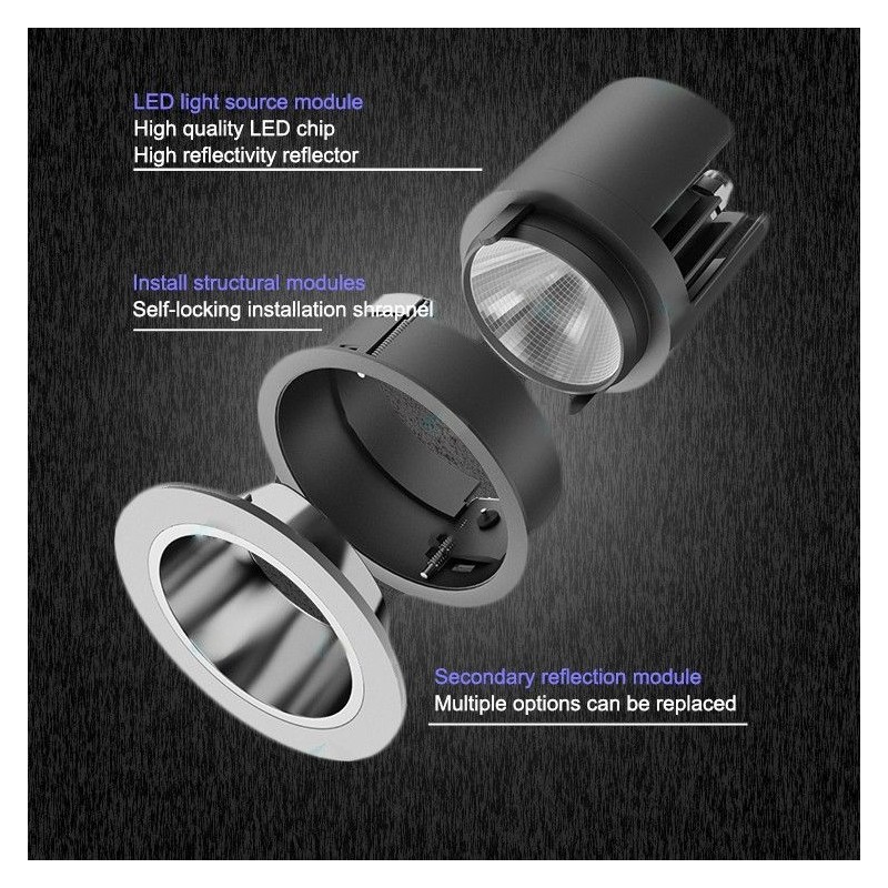 Acheter spot LED encastrable ajustable 12W COB IP54 faible UGR