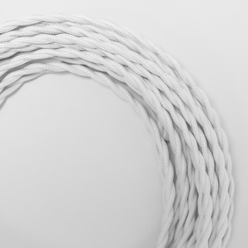 Câble tressé recouvert d'un tissu à effet soie Couleur blanc