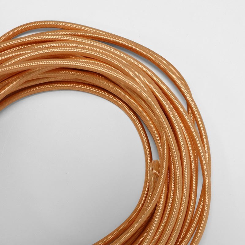 Câble électrique rond en tissu effet soie Rose Gold