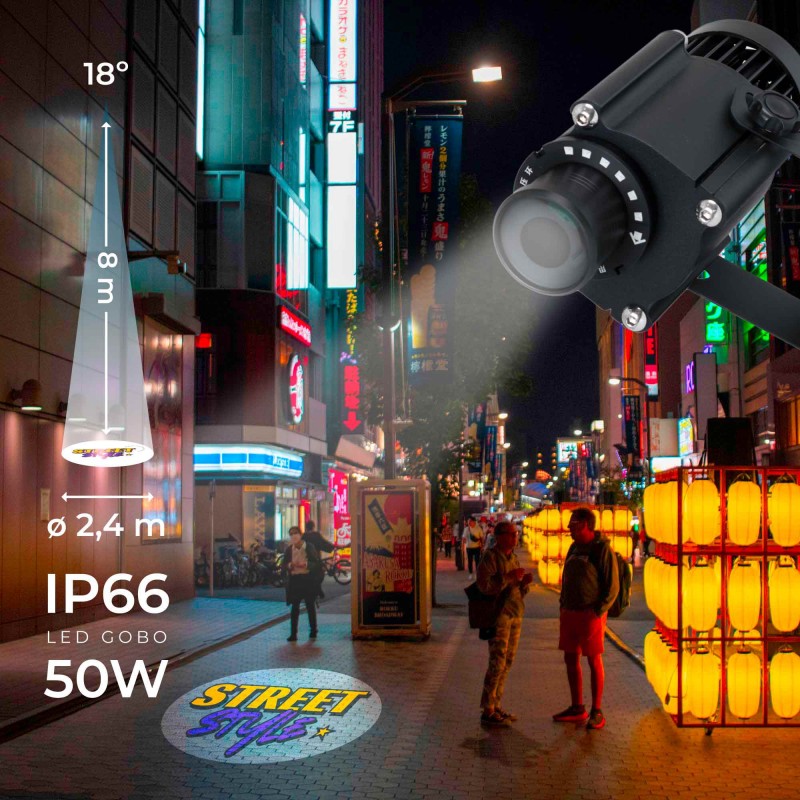 Projecteur GOBO LED rotatif 50W - extérieur - Optique 18°