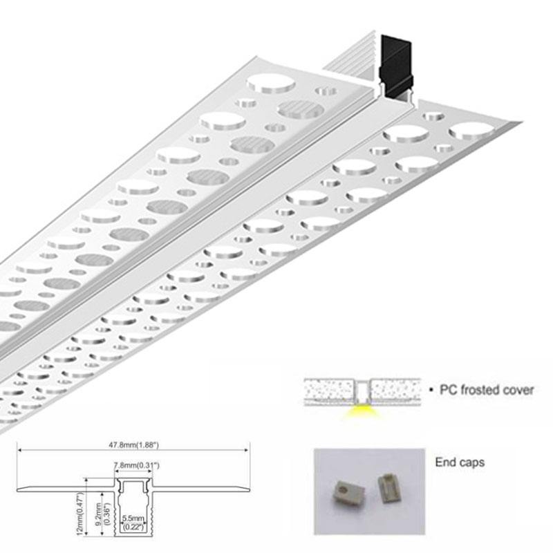 Profilés en aluminium placoplâtre 7.8X12mm (2m) pour rubans LED