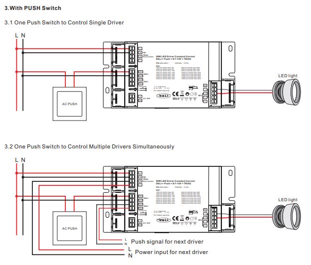 Driver LED dimmable 50W DALI PUSH TRIAC 0/1-10V | SRP-TRIAC-50-CC